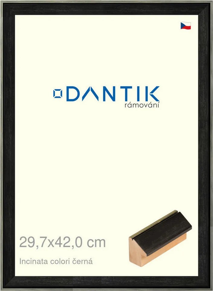 DANTIK rámeček 29,7x42 | INCLINATA colori černá (Plexi Čiré)