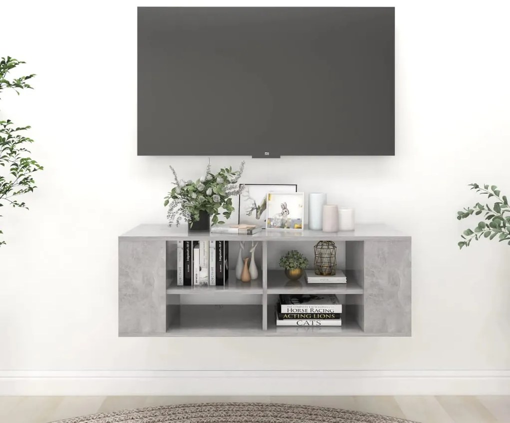 Nástěnná TV skříňka betonově šedá 102 x 35 x 35 cm dřevotříska