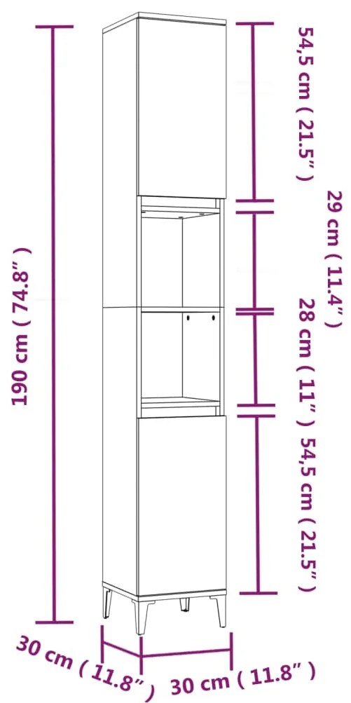 3dílný set koupelnového nábytku šedý sonoma kompozitní dřevo,  3185595