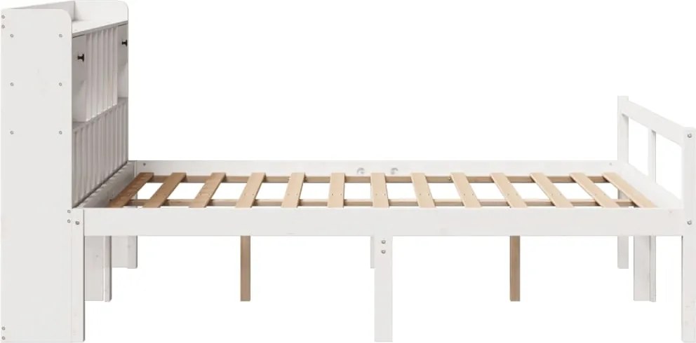 Postel s knihovnou bez matrace bílá 140x190 cm masivní borovice 3322048