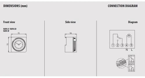 Spínací hodiny do panelu týdenní NAPA-W