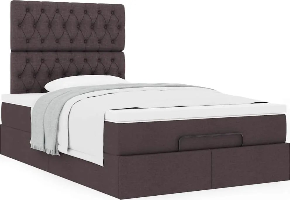 Osmanský rám postele s matrací tmavě šedá 120x200cm textil 3313233