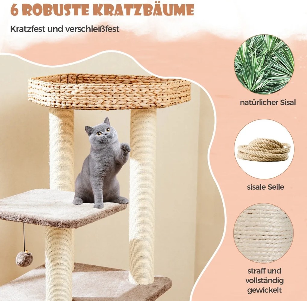 Costway Škrabadlo s Cat Cave a Platforms a Ball a Bied a Cushion Cat Tree