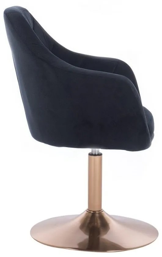 LuxuryForm DESIGN Otočné křeslo ROMA VELUR na zlatém talíři - černé