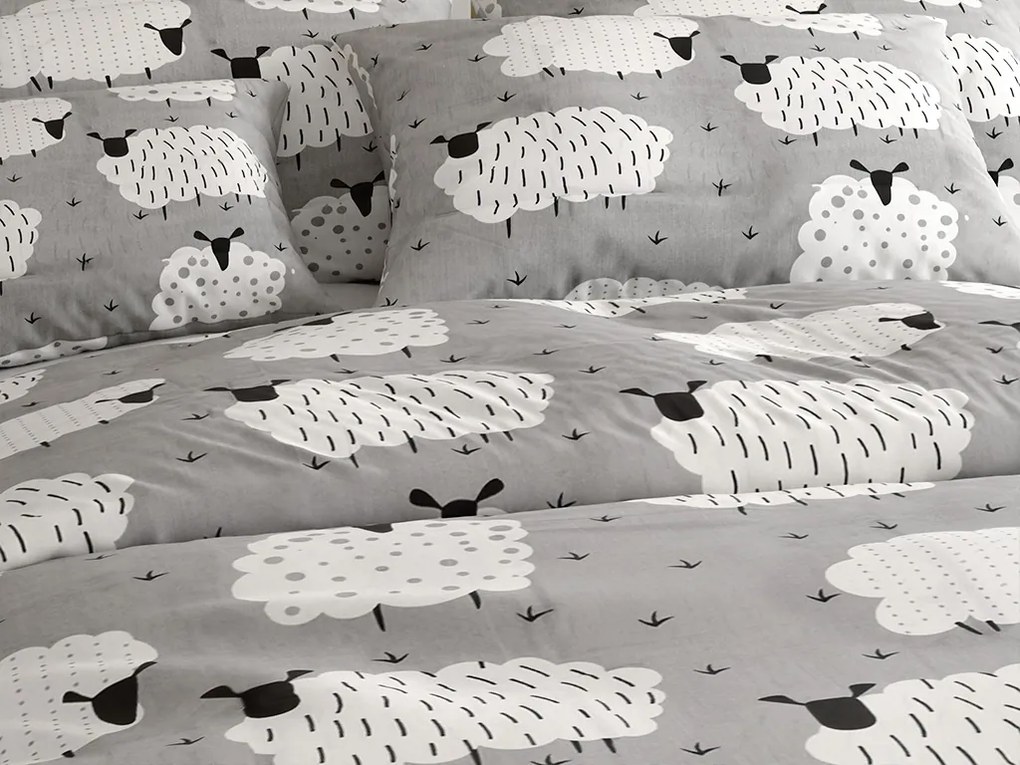 Polybavlněné povlečení SHEEP POLY šedé Rozměr povlečení: 70 x 90 cm | 140 x 220 cm