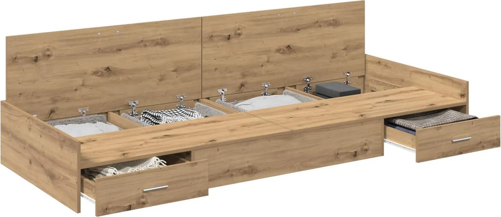 Rám postele s čelo Artisanový dub 90 x 190 cm Kompozitní dřevo 3335252