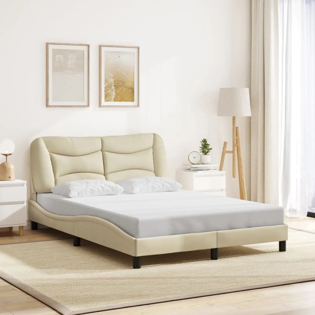 Rám postele s LED bez matrace Hvar Cream 120x200 cm Látka 3213695