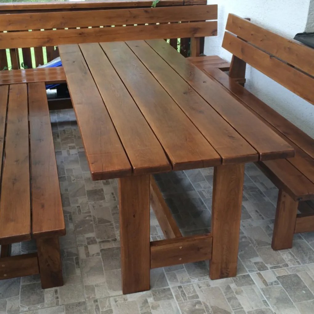KULHÁNEK Klasický stůl dubový Odstín nátěru: individuální, Velikost desky: 210x90 cm