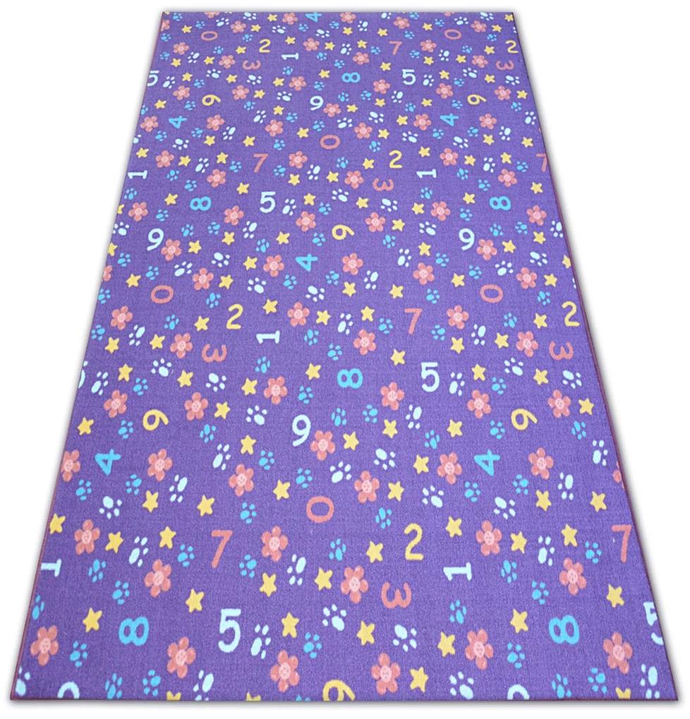 Dětský kusový koberec NUMBERS fialový