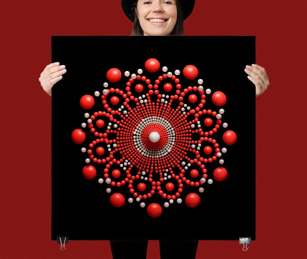 Plakát - Mandala červené perly FeelHappy.cz Velikost plakátu: 100 x 100 cm