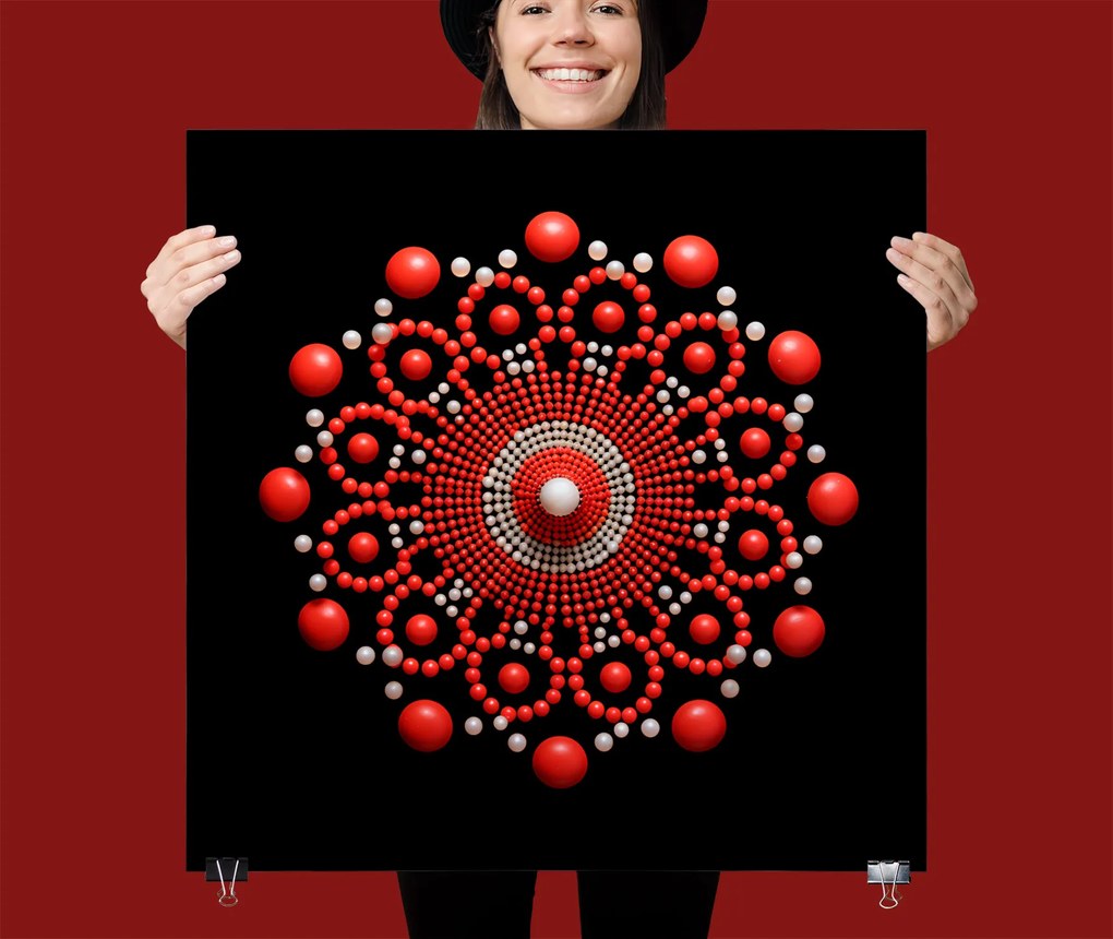 Plakát - Mandala červené perly FeelHappy.cz Velikost plakátu: 120 x 120 cm