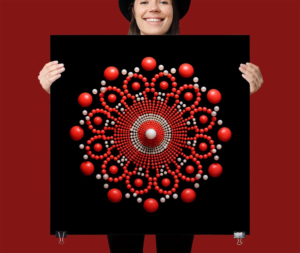 Plakát - Mandala červené perly FeelHappy.cz Velikost plakátu: 60 x 60 cm