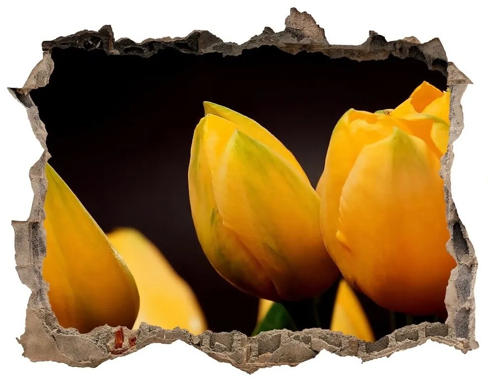 Wallmuralia Samolepící díra nálepka Žluté tulipány 95x64 cm