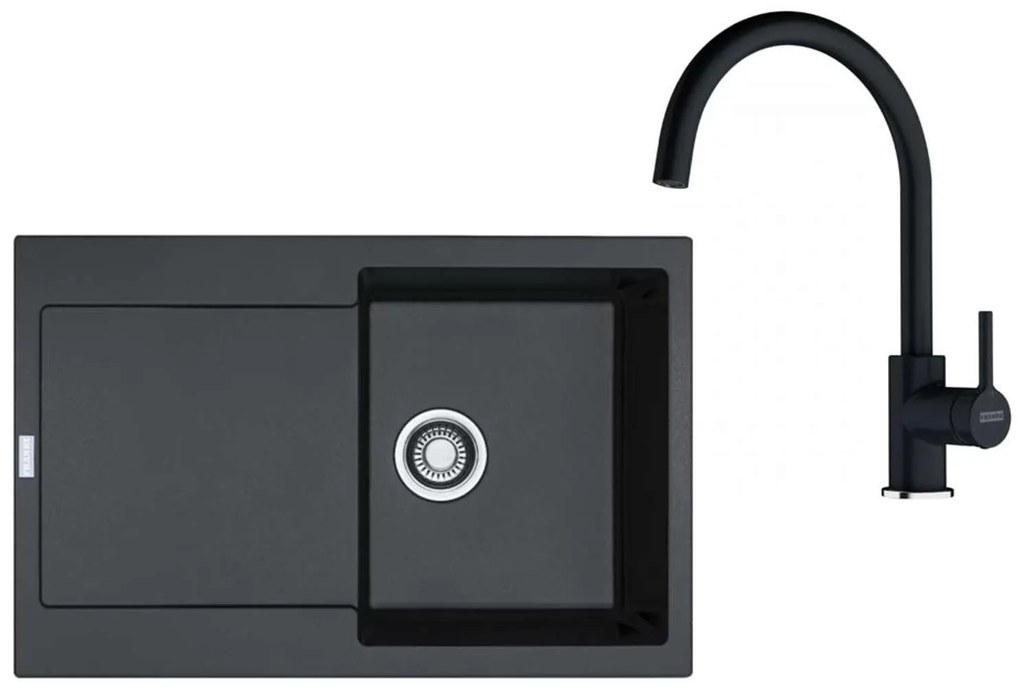 Franke - Kuchyňský set G276O, fragranitový dřez MRG 611 a baterie FC 6018.071, onyx 114.0700.795