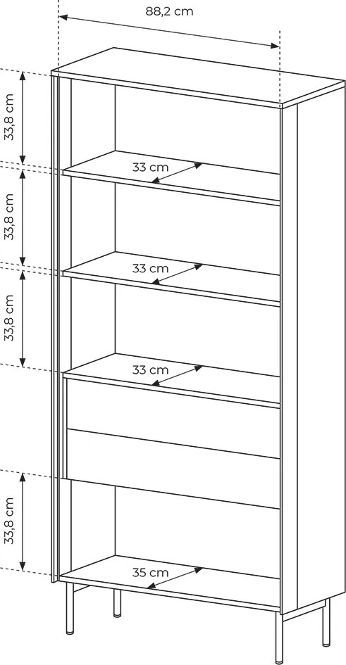 LUMI d | vysoká vitrína 91 2D2S + LED | 91,5 cm | dub dunin/černá
