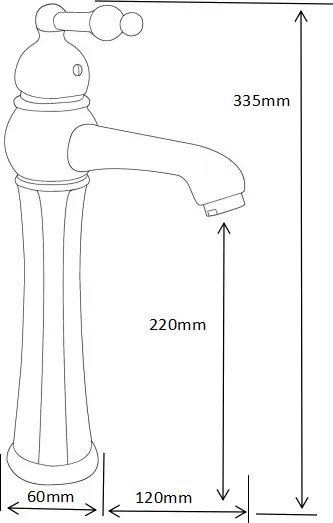 Mexen Retro - vysoká umyvadlová baterie, Zlatá, 73210-50