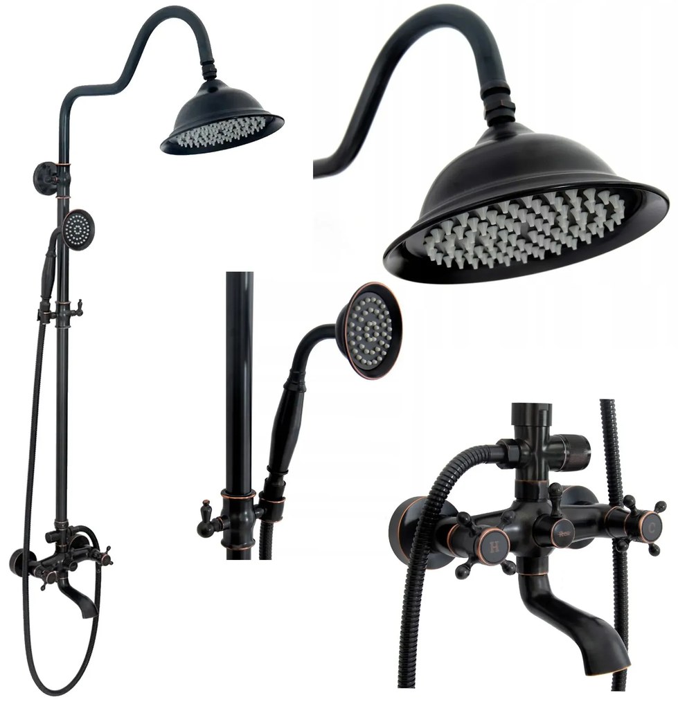 Rea Retro - vanový sprchový set, černá, REA-P2366
