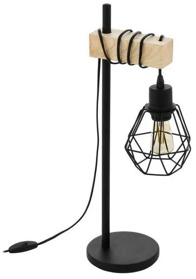 Eglo Vintage 43136 TOWNSHEND 5 Stolní lampa E27 1X60W černá, hnědá Lampy a lampičky na noční stolek