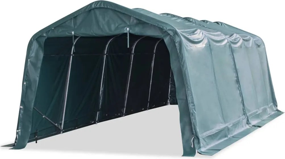 vidaXL Mobilní přístřešek pro zvířata PVC 550 g/m² 3,3x8 m tm. zelený