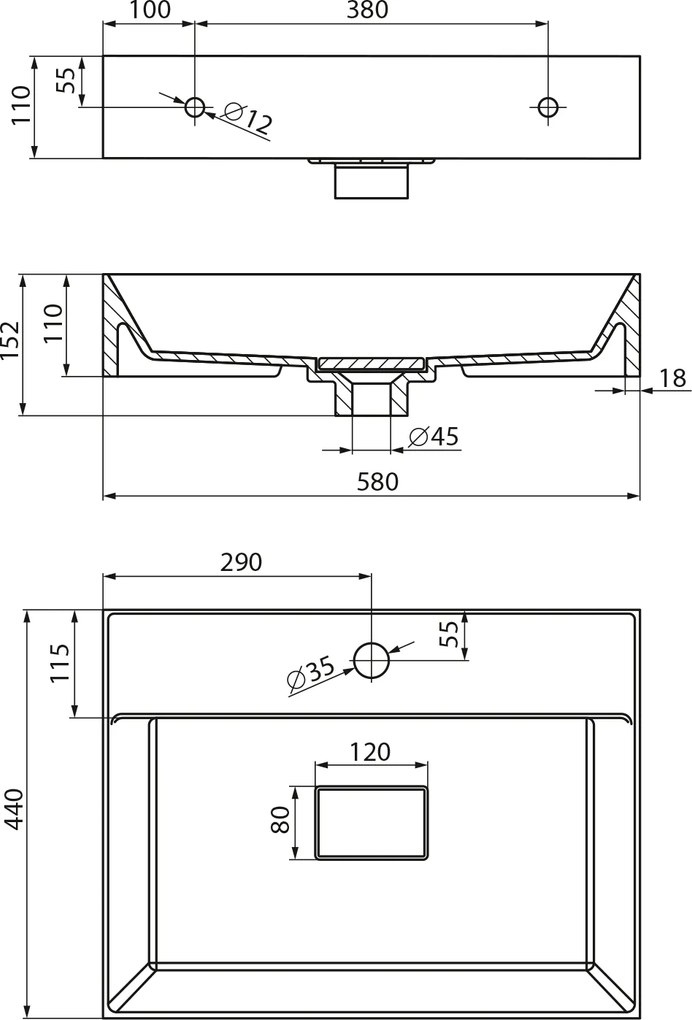 Sapho GODIVA 58 x 44 cm GU058 umyvadlo bílá