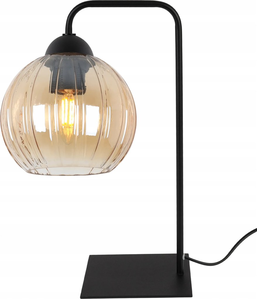 Noční Lampa Stolní Lampa Černá Medová Skleněná Koule E27 Do Ložnice Loft