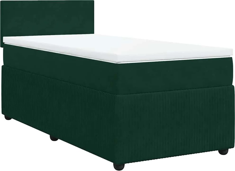 Box spring postel s matrací tmavě zelená 90x200 cm samet 3289935