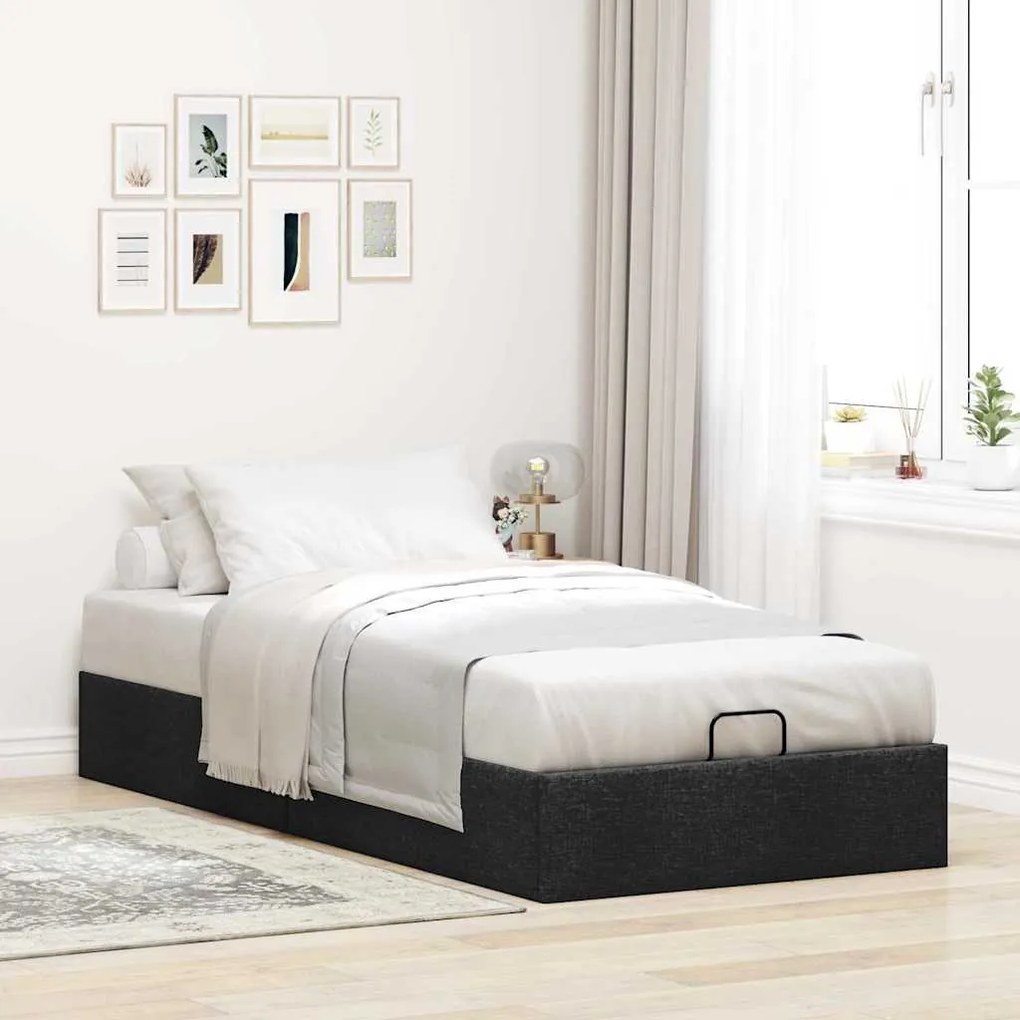 Osmanský rám postele bez matrací černá 100x200 cm textil 3310856