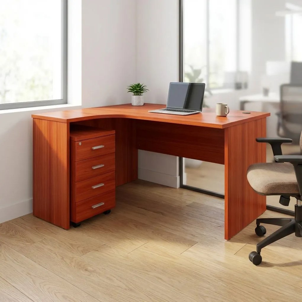 Sestava kancelářského nábytku SimpleOffice 2, 140 cm, levá, třešeň