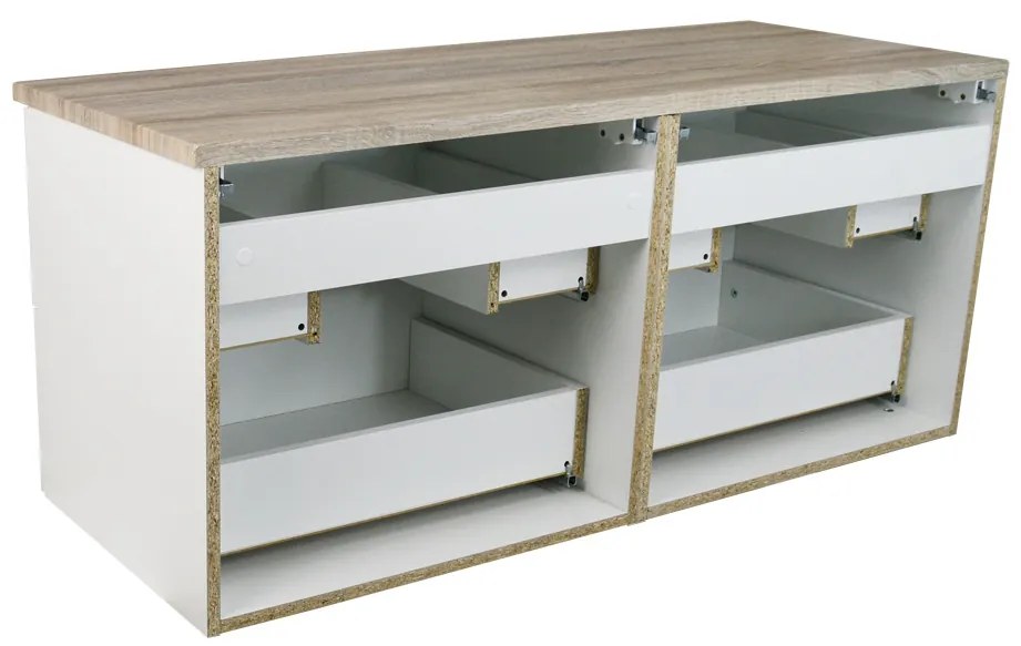 Comodo Koupelnová skříňka pod deskové umyvadlo Agria NEW W 120-HD - bílá/dub sonoma