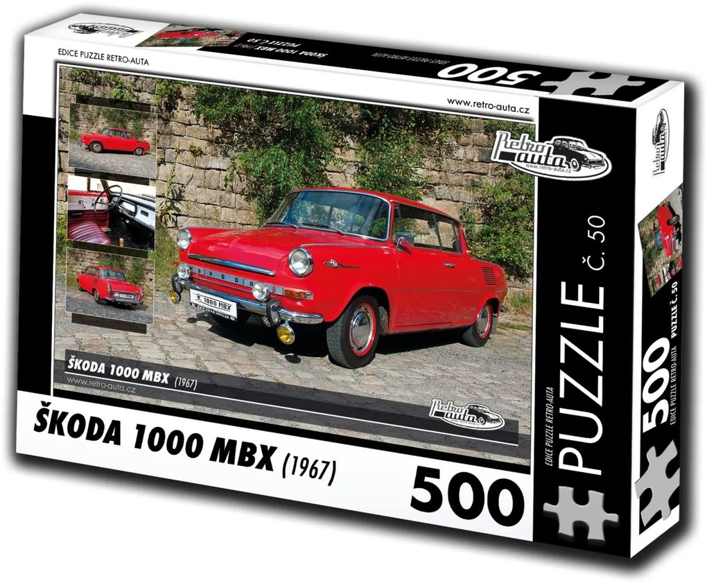 Puzzle retro-auta puzzle č. 50 škoda 1000 mbx (1967) 500 dílků