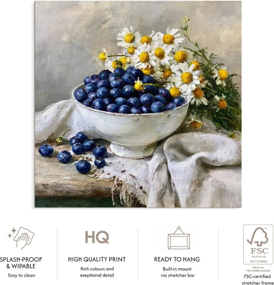 Tištěný obraz na plátně 32x32 cm Blueberry Bowl – Styler