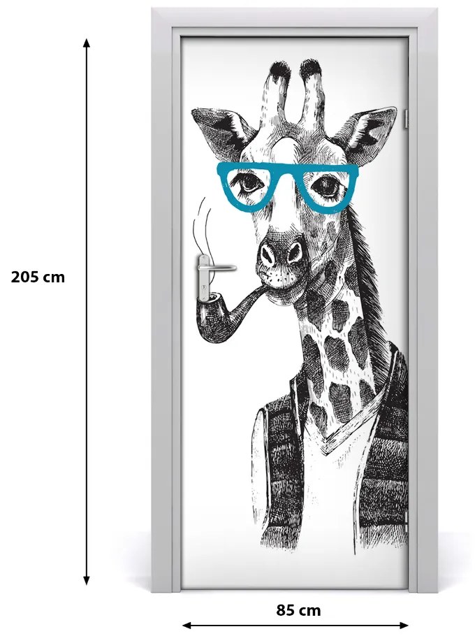 Samolepící fototapeta na dveře Žirafa s brýlemi 85x205 cm