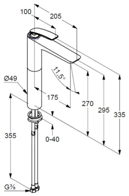 KLUDI BALANCE umyvadlová baterie, černá mat, 522988775