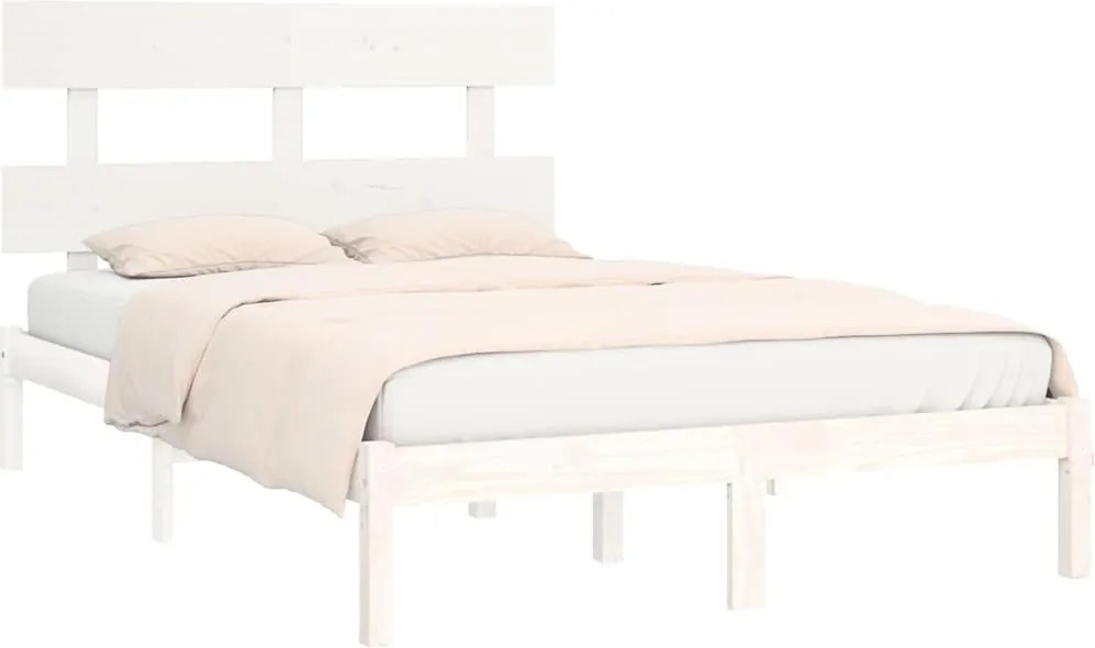 Rám postele bílý masivní dřevo 200 x 200 cm 3104694