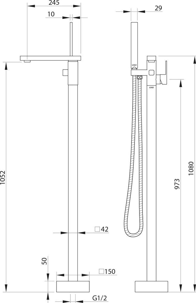 Sapho Sapho, CUBEMIX vanová baterie do podlahy, zlato mat, CM021GB