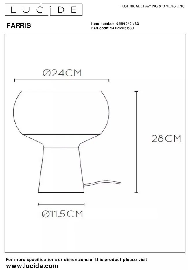 LUCIDE Stolní lampa FARRIS  1xE27 - Green