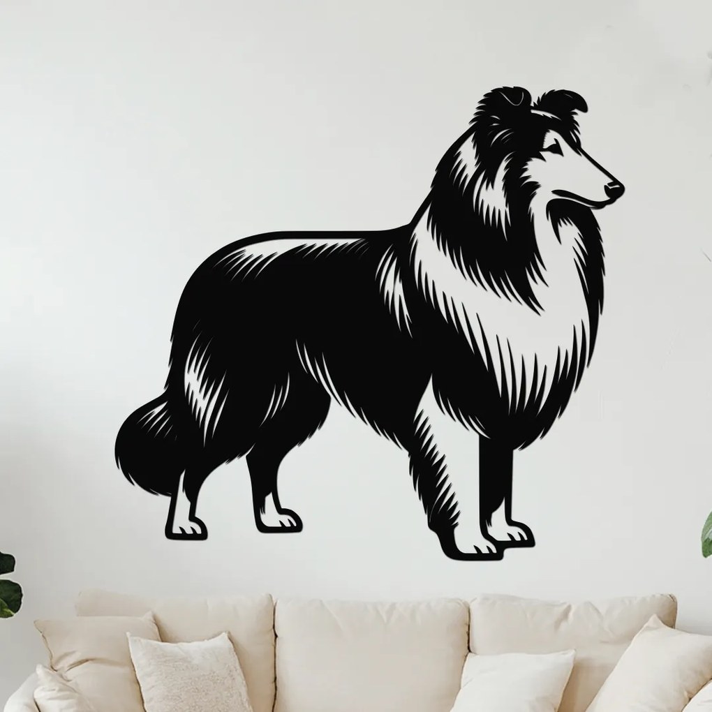 dřevo života Dřevěný obraz Dlouhosrsté kolie Zvolte rozměr (cm): 40x38, Zvolte barvu dekoru: Horský dub