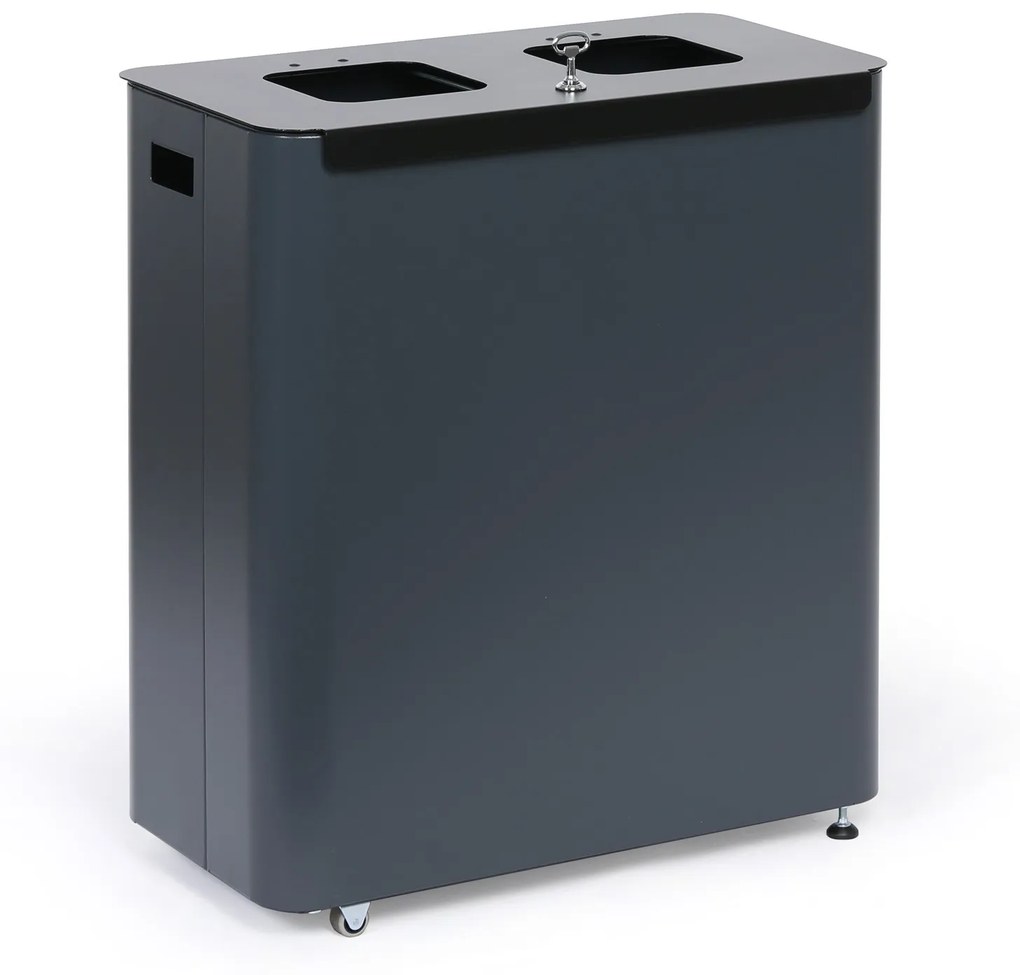 Odpadkový koš na tříděný odpad, 2 x 60 l, lakovaný šedý