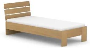 Dětská postel REA Nasťa 90x200cm - buk, 1. pás čela 17501 - rose, 2. pás čela 1100 - zelená, 3. pás čela v barvě postele