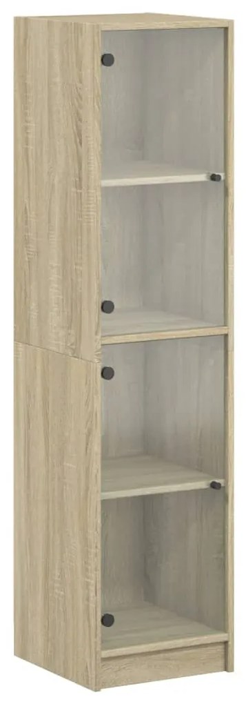 vidaXL Highboard se skleněnými dvířky dub sonoma 35 x 37 x 142 cm