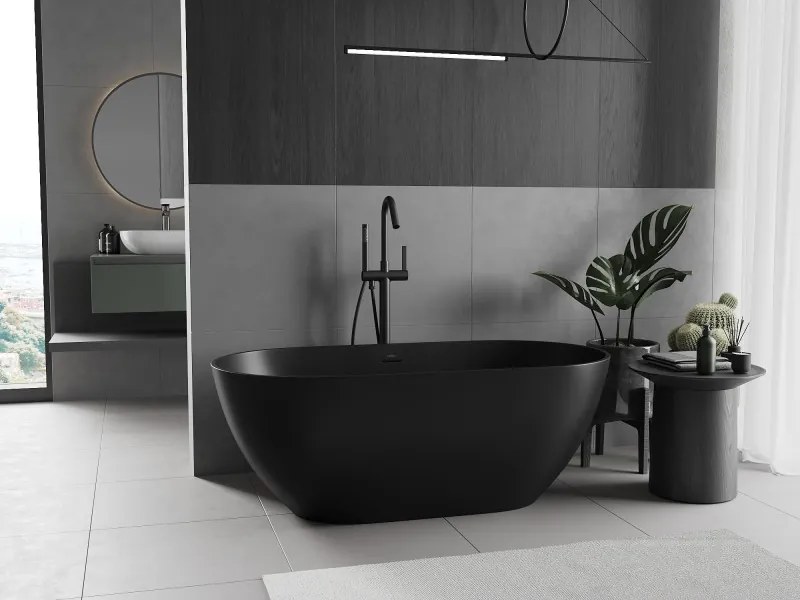 Mexen Rimini volně stojící vana z konglomerátu 150 x 75 cm, černá mat - 57241507570