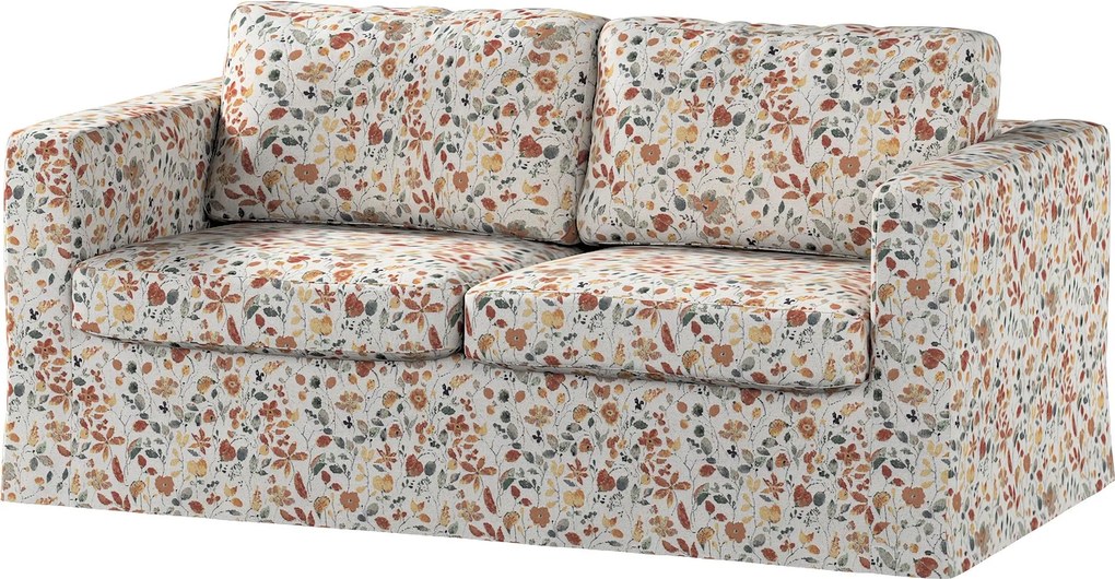 Potah na pohovku IKEA  Karlstad 2-místná , nerozkládací, dlouhý barva oranžová látka pletený vzor, vzorované