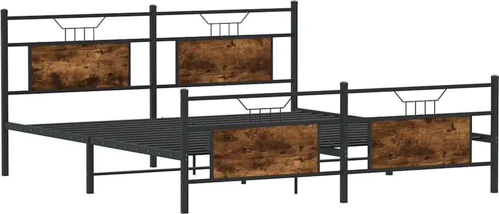 Kovový rám postele bez matrace kouřový dub 160 x 200 cm 3325092