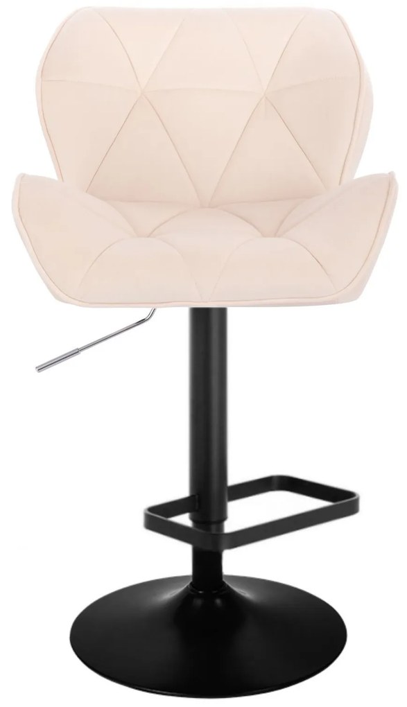 LuxuryForm DESIGN Barová židle MILANO VELUR na černé kulaté podstavě - krémová