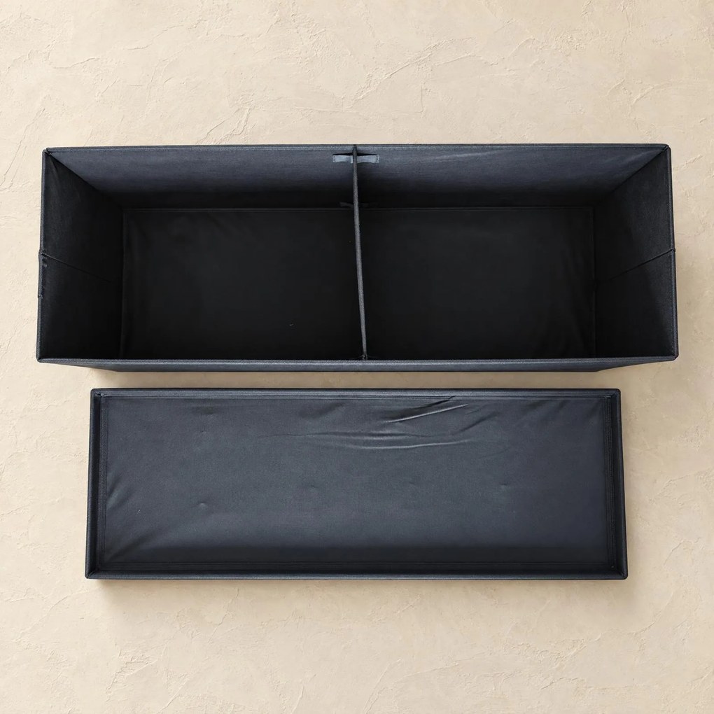 Puf s úložným prostorem obdélníkový, skládací, 110 × 38 × 38 cm, černý