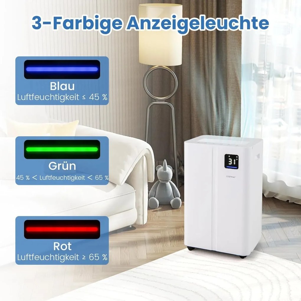 Costway 25,5 L/Den Odvlhčovač Elektrický odvlhčovač Pokojový odvlhčovač