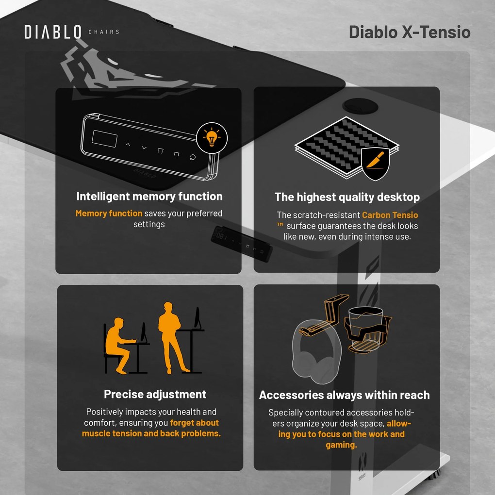 Výškově nastavitelný stůl 140 cm bílý: Diablo X-Tensio 1400