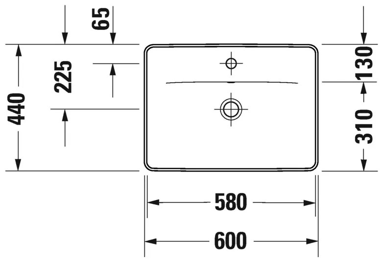 Duravit D-Neo - Vestavné umyvadlo 600 x 435 mm, s přepadem, bílá 0357600027