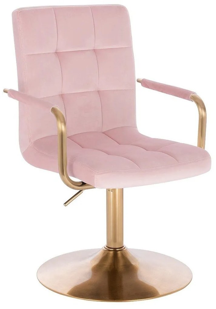 LuxuryForm DESIGN Otočná židle VERONA GOLD VELUR na zlatém talíři - růžová