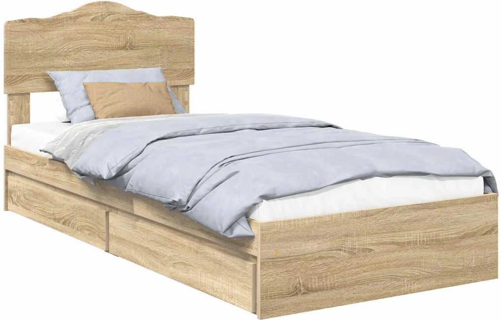 Postel s úložným prostorem se zásuvkou Sonoma dub 100 x 200 cm 3413126